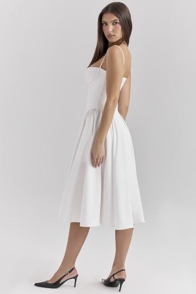 Samaria White Corset Midi Dress – HOUSEOFCB