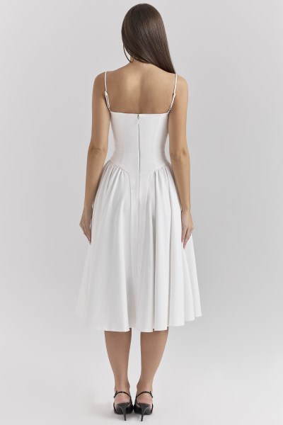 Samaria White Corset Midi Dress – HOUSEOFCB