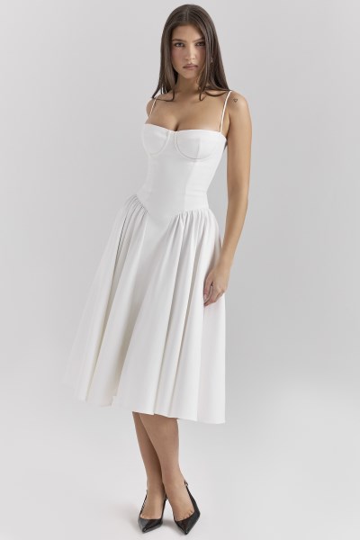 Samaria White Corset Midi Dress – HOUSEOFCB