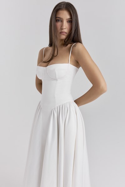 Samaria White Corset Midi Dress – HOUSEOFCB
